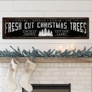Rustic Fresh Cut Christmas Tree Sign, Christmas Sign, Christmas Porch ...