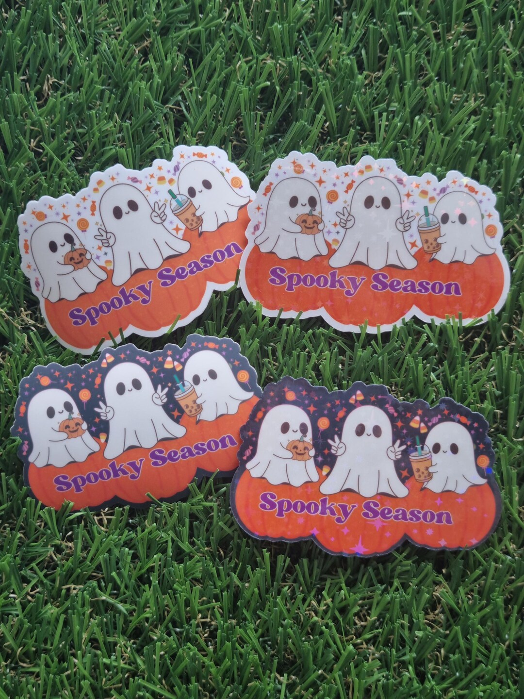 Spooky Season Stickers 3 Ghost Halloween Sparkly Holograph and Matte ...