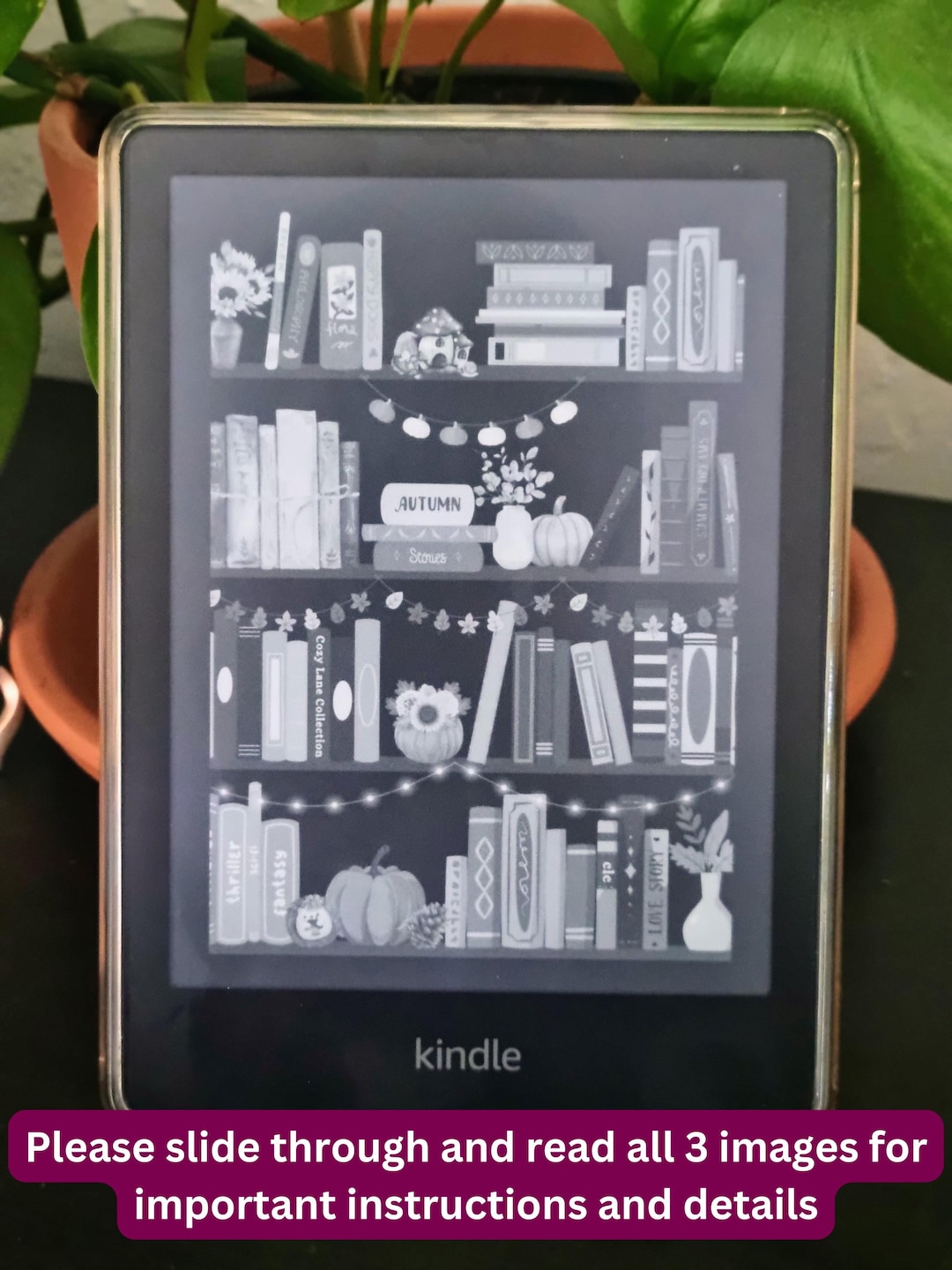 Fall Bookshelf Kindle Lock Screen Spice up Your Kindle Digital Download ...