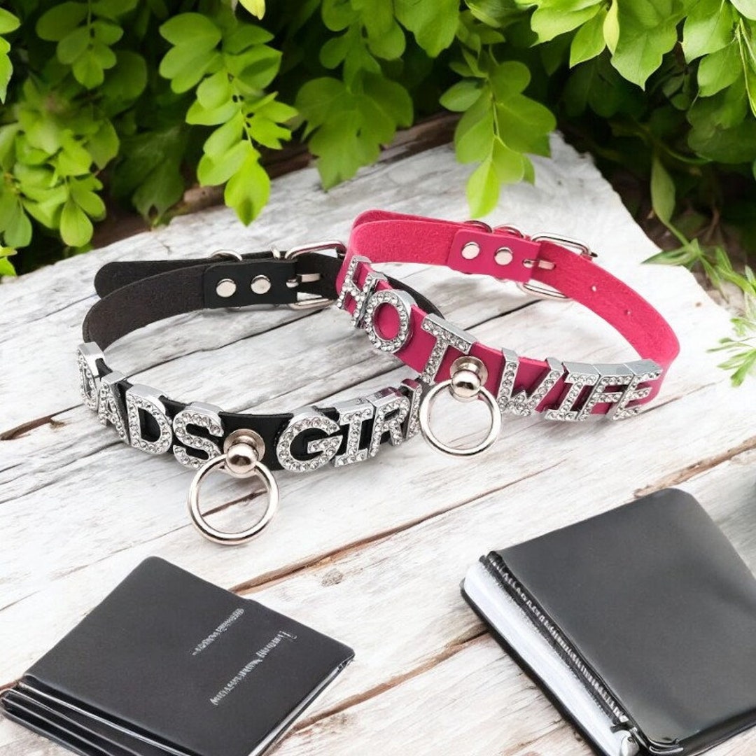 Custom Letters Leash Hoop Collar Choker Necklace, Women Cosplay Initial ...