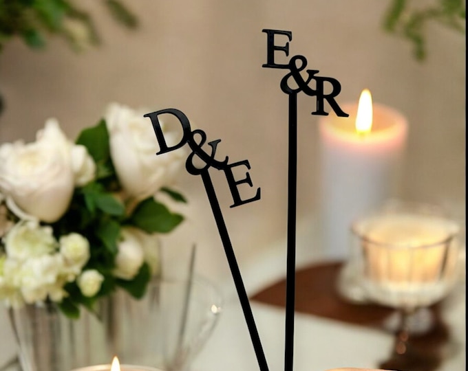 Acrylic Double Initial Drink Stirrers / Initial Swizzle Sticks ...
