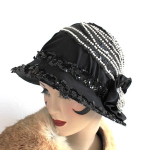 1920s Gala Event Hat Summer Wide Brim Hat Cloche Costume Flapper Garden ...