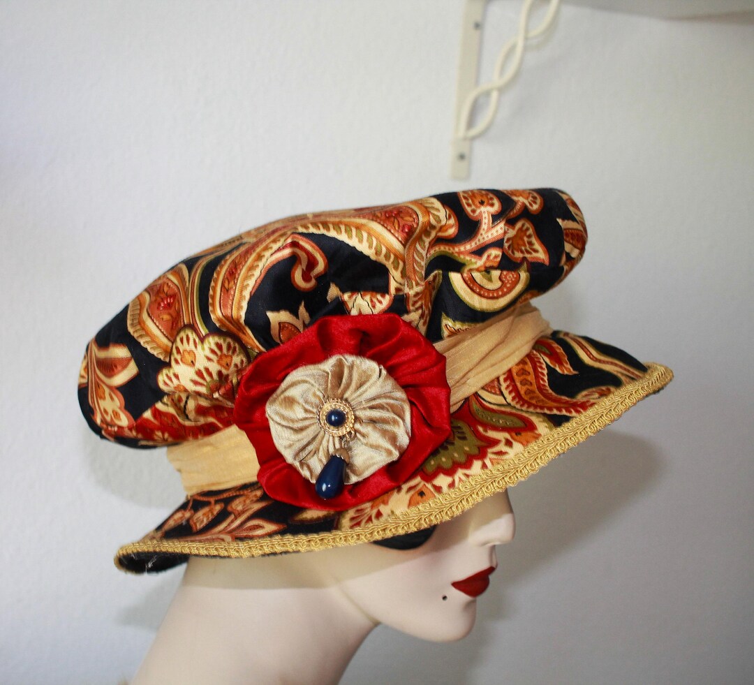 Renaissance Medieval Muffin Costume Hat in Paisley Print - Etsy