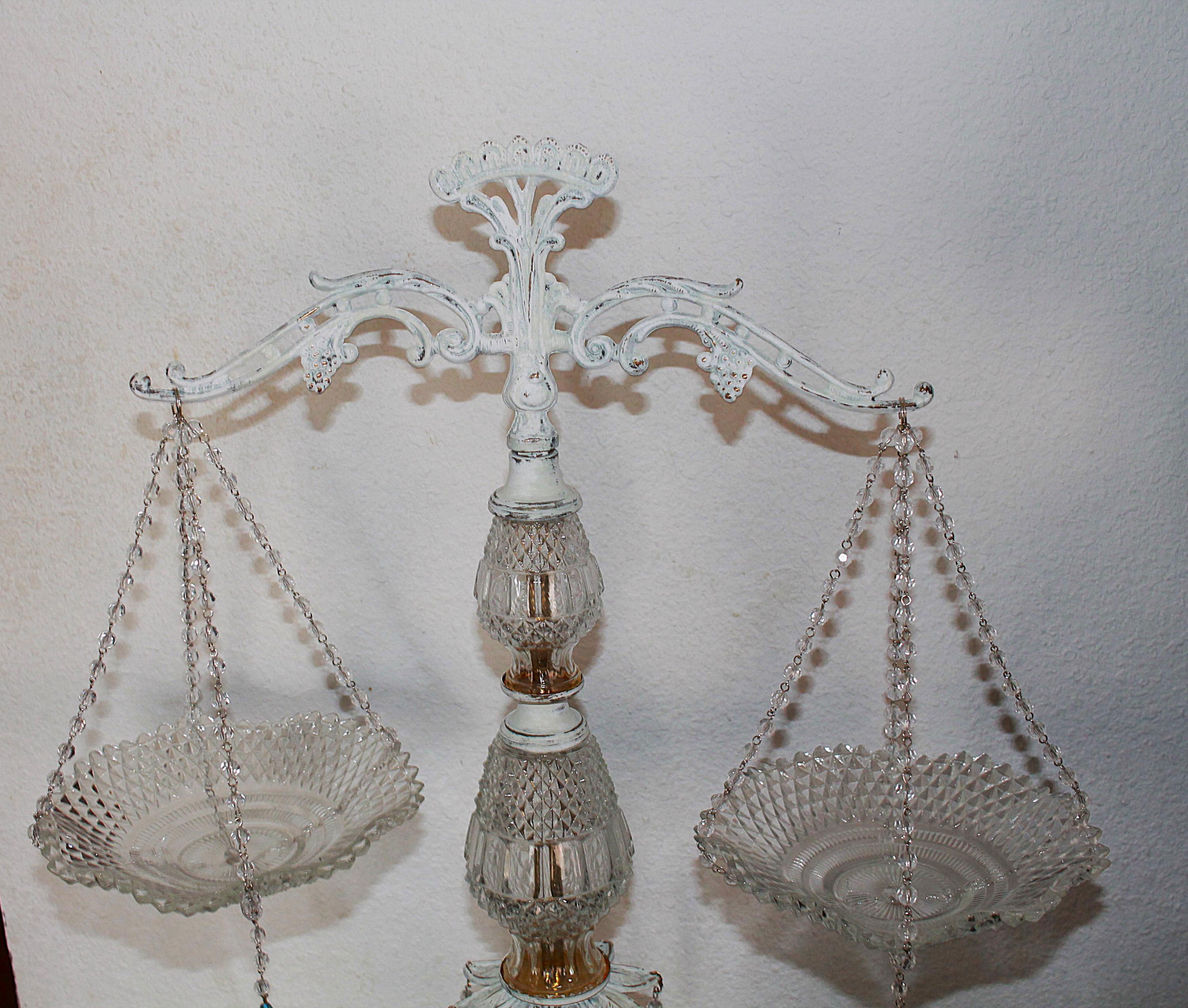 Vintage Glass Crystal Scale of Justice With Plates - Etsy