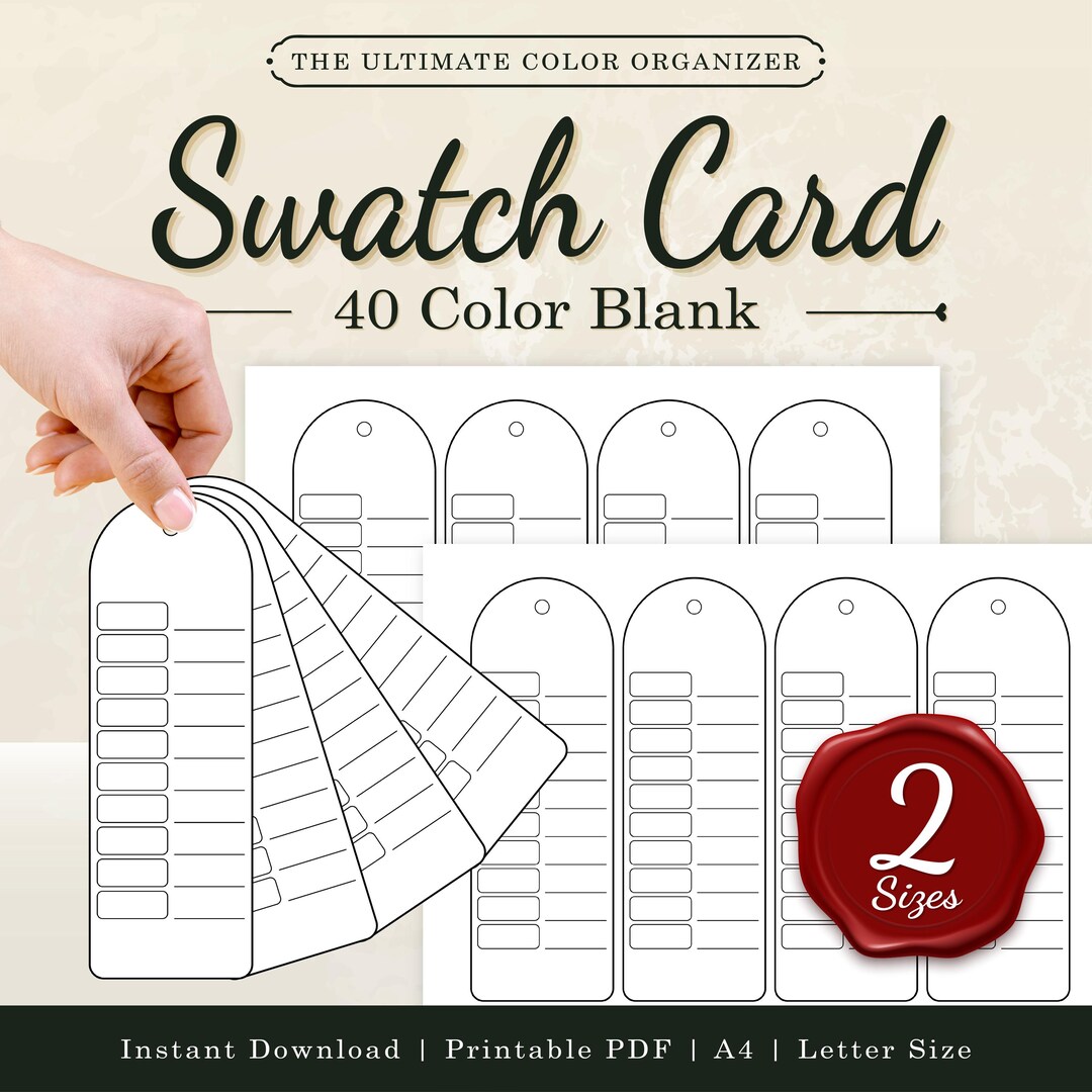 Color Swatch Card 40 Color Blank | Cut-out Tag, Any Marker Brand ...