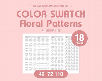 Floral Color Swatch Chart | Printable Color Chart Template | 20, 42, 72 ...