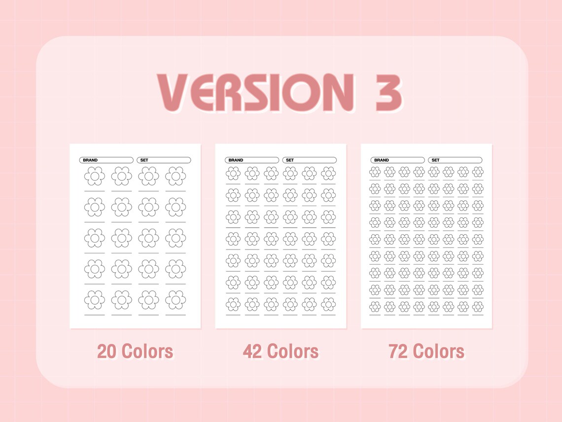 Floral Color Swatch Chart | Printable Color Chart Template | 20, 42, 72 ...