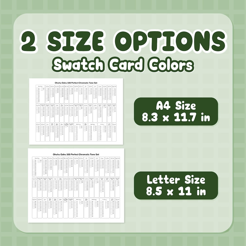 Ohuhu Oahu 320 Color Swatch Chart Perfect Chromatic Tone Set | Blank ...