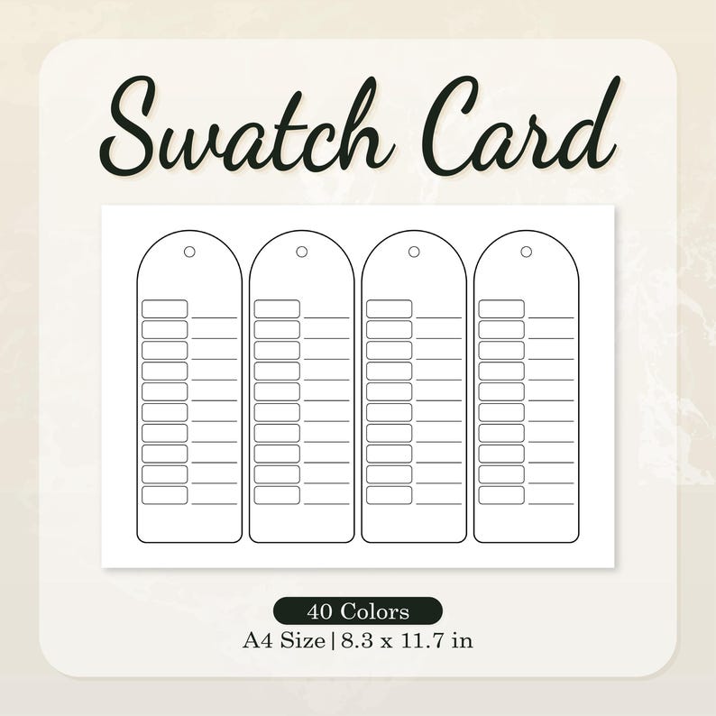 Color Swatch Card 40 Color Blank | Cut-out Tag, Any Marker Brand ...