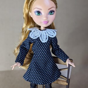 Handmade Polka Dot Black Mini Dress for 10.5-inch Female Dolls MH, EAH ...