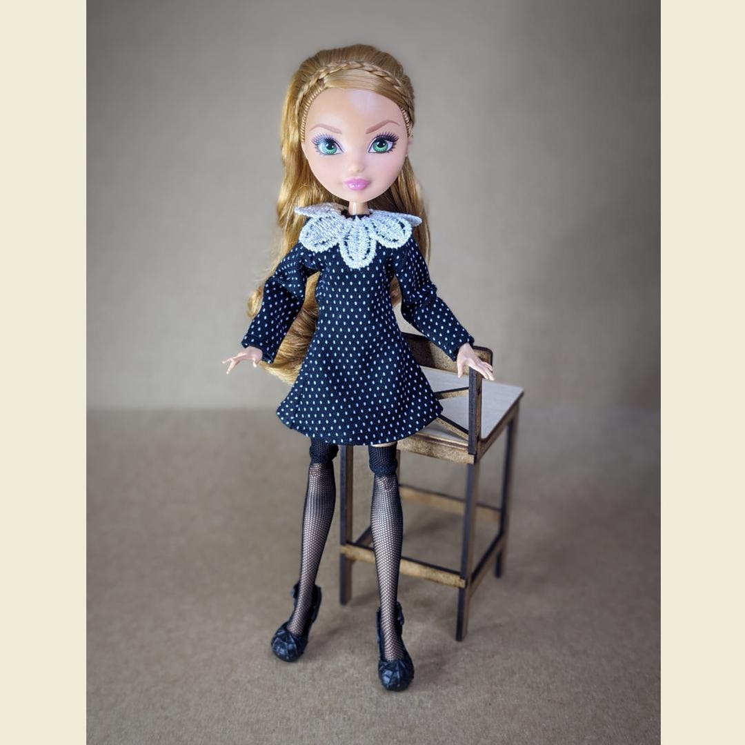 Handmade Polka Dot Black Mini Dress for 10.5-inch Female Dolls MH, EAH ...