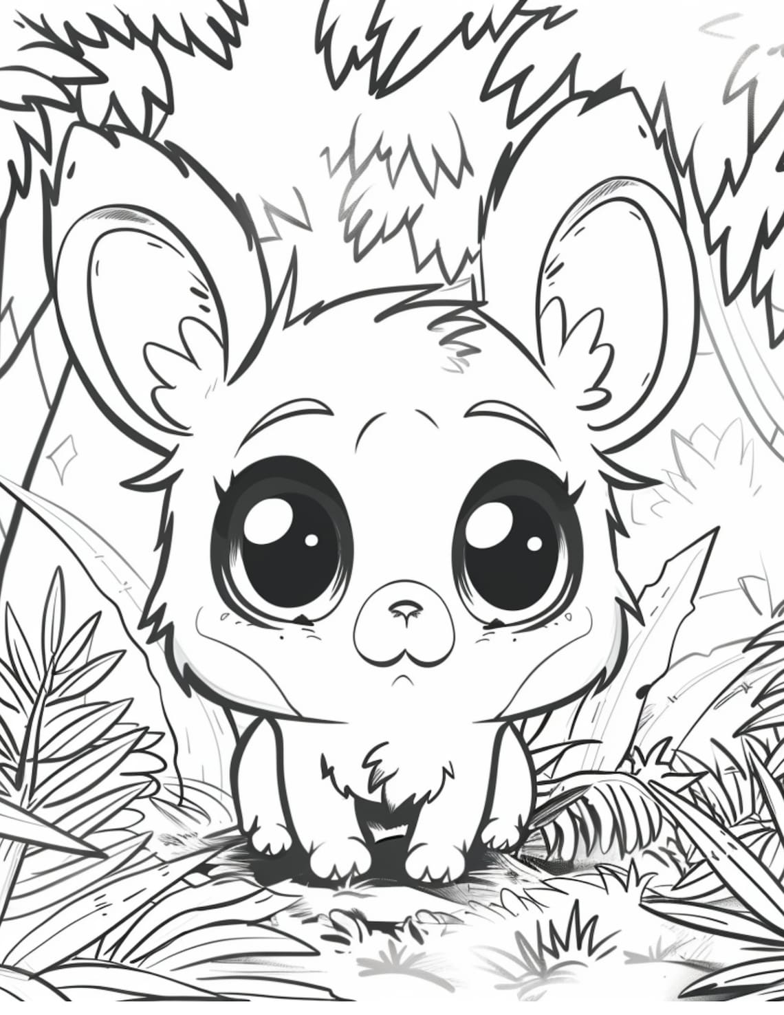 Adorable Kawaii Animal Coloring Pages for Kids Ages 3-8, 50 Printable ...
