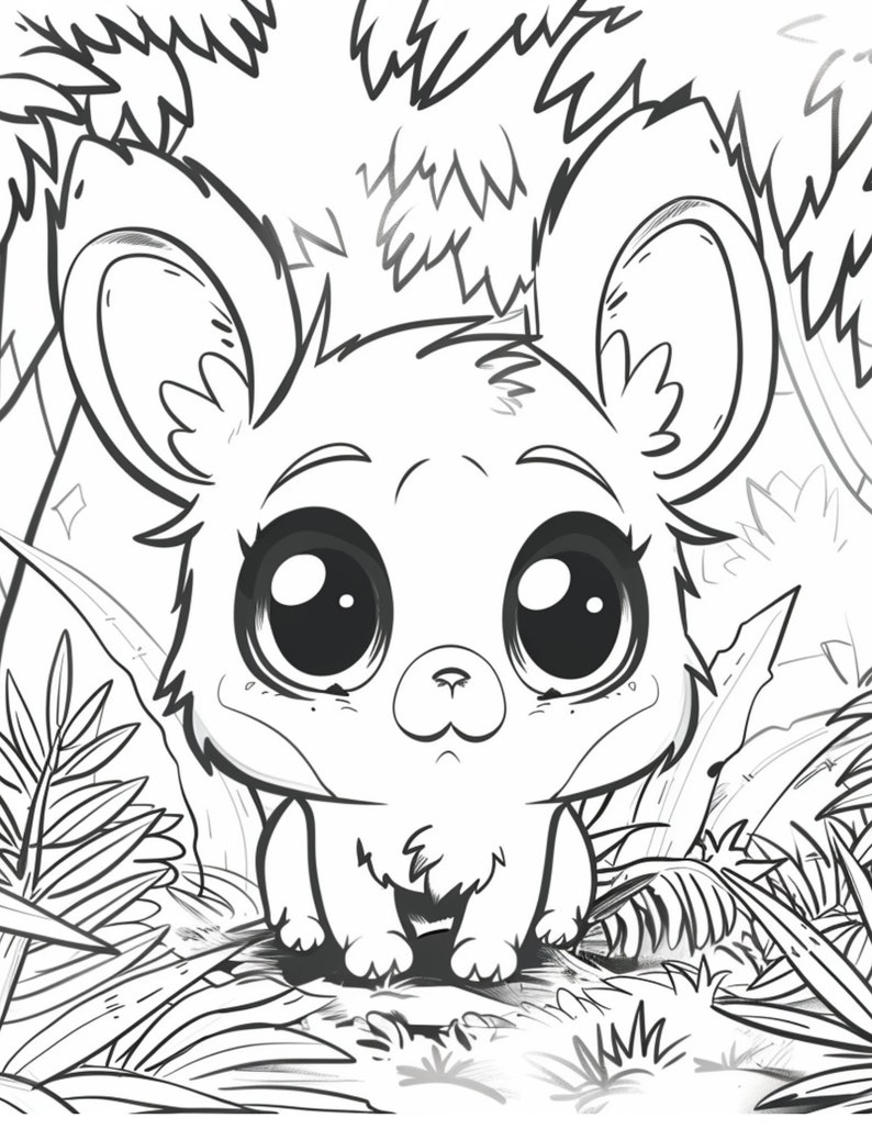 Adorable Kawaii Animal Coloring Pages for Kids Ages 3-8, 50 Printable ...