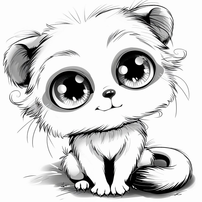 50 Printable Coloring Pages, Cute Kawaii Animal Coloring Pages for Kids ...