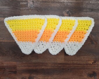 Candy Corn Coasters set of 4 Hand Crocheted - Etsy