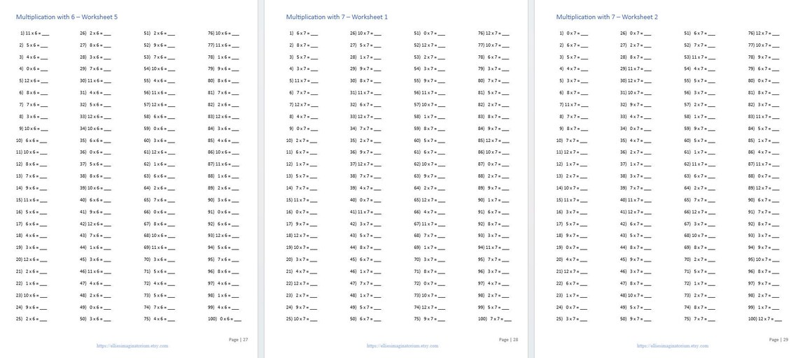 50 Printable Multiplication Worksheets of Which 5 for Each Number From ...