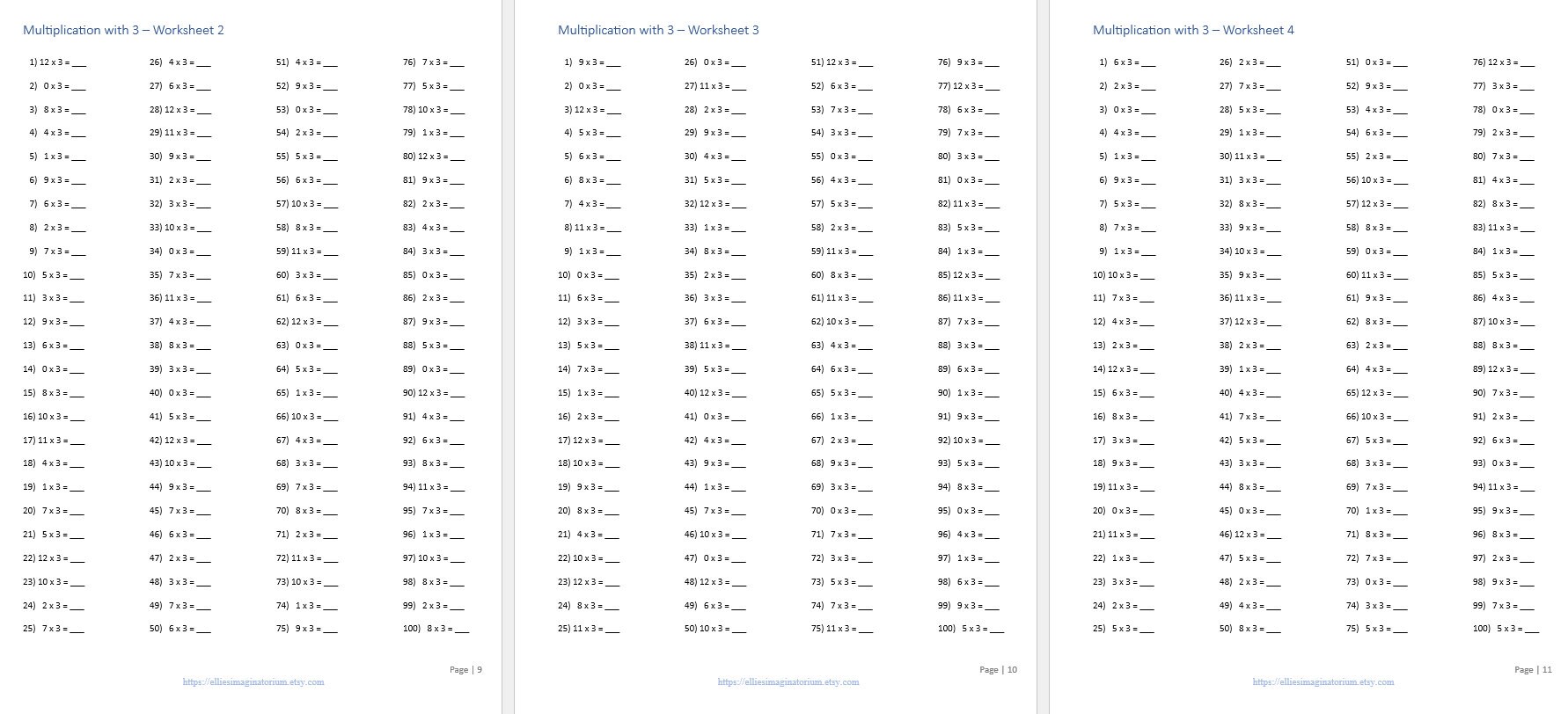 50 Printable Multiplication Worksheets of Which 5 for Each Number From ...
