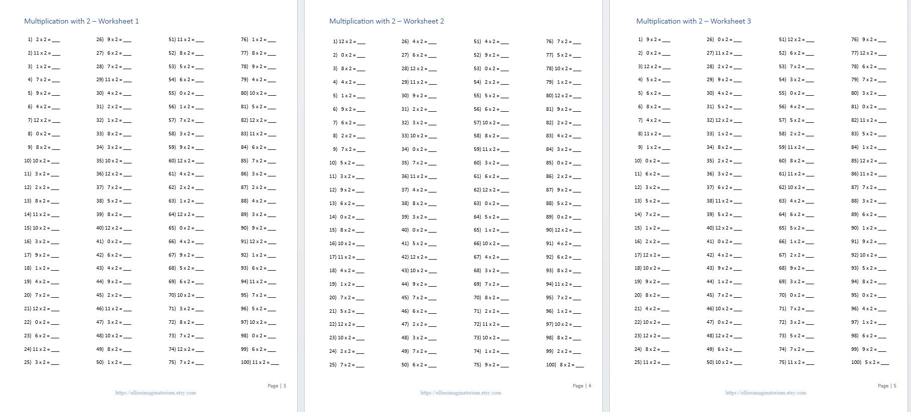 50 Printable Multiplication Worksheets of Which 5 for Each Number From ...