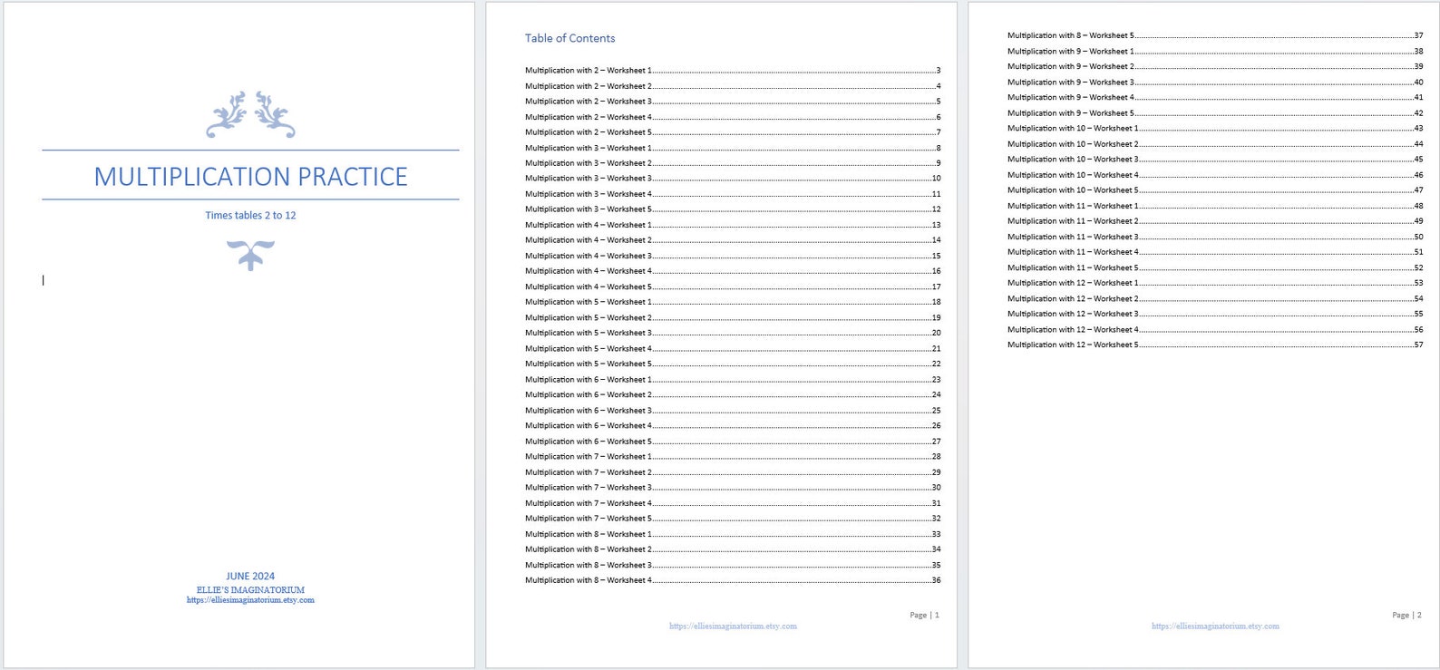 50 Printable Multiplication Worksheets of Which 5 for Each Number From ...