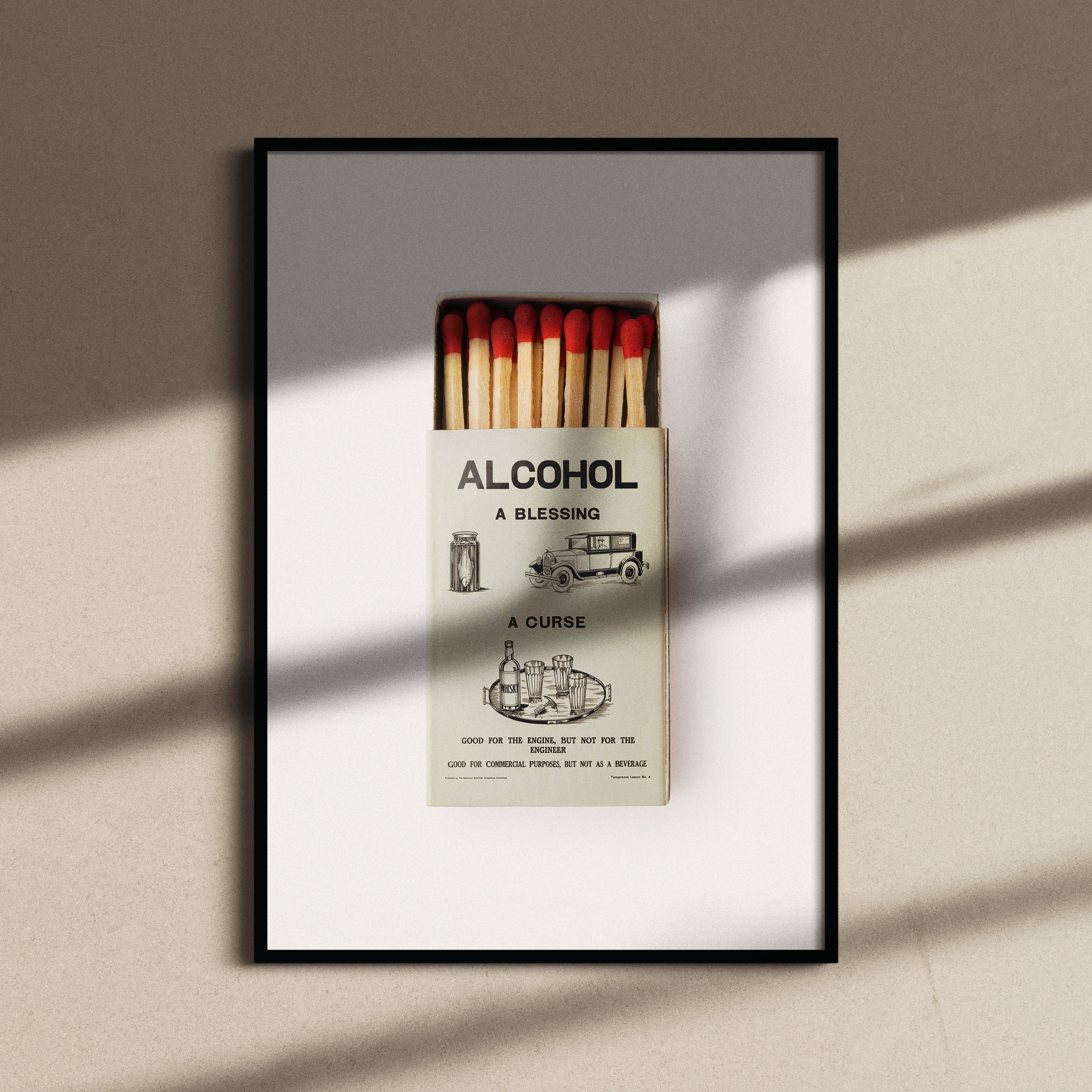 Alcohol A Blessing A Cure Matchbox Print, Alcohol Advertising Poster ...