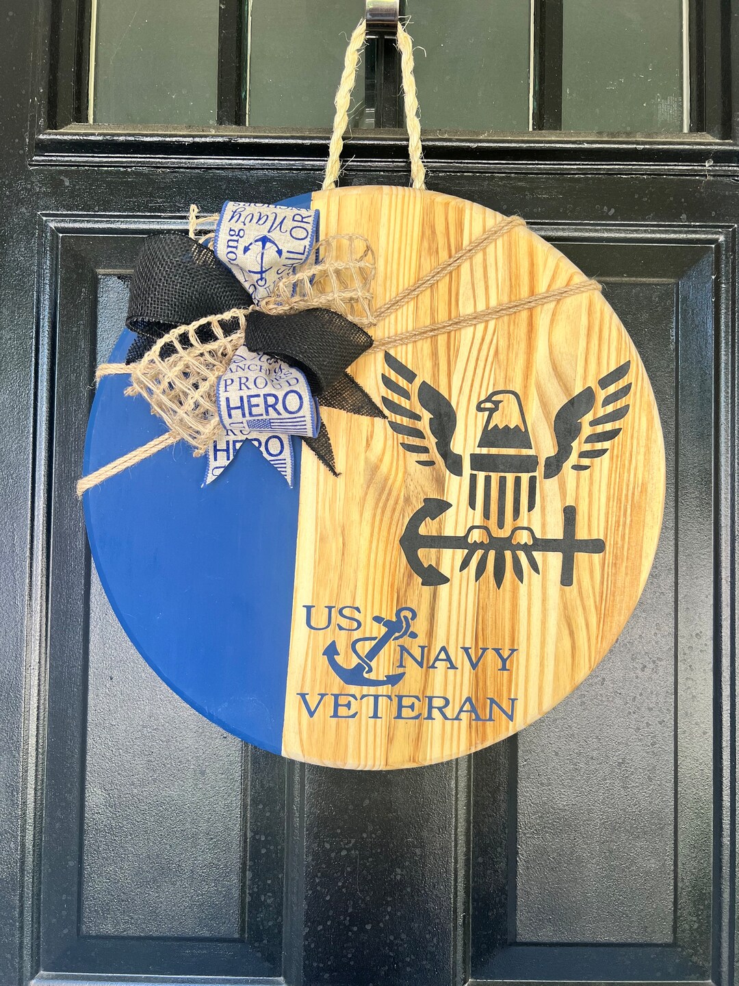 18” Round Wood Sign. US Navy Vet. Blue. - Etsy