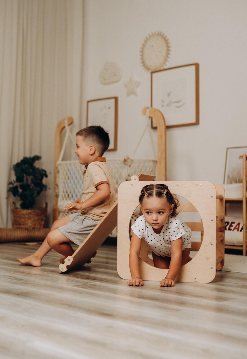 Montessori Wooden Activity Cube With Chair ,drawing Table, Kids Play ...