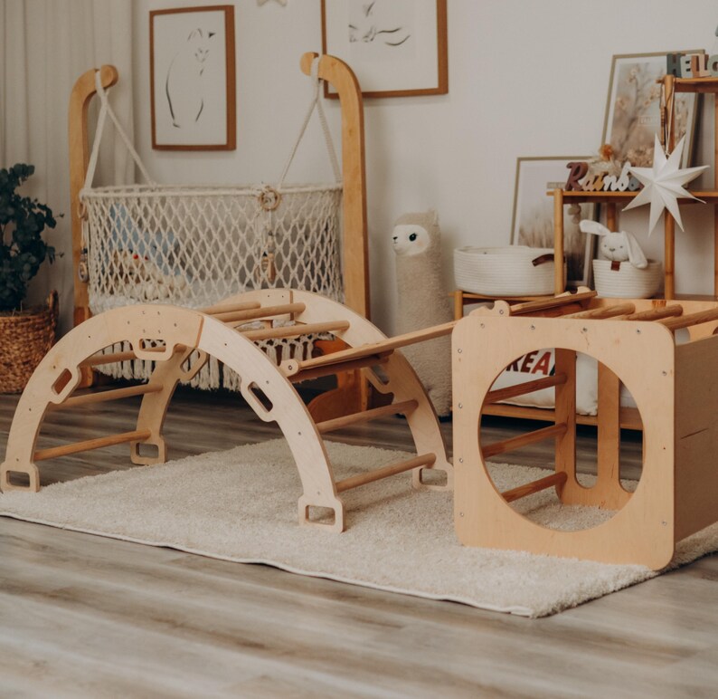 Large Wooden Climbing Arch, Baby Gym Montessori, Montessori Climber ...