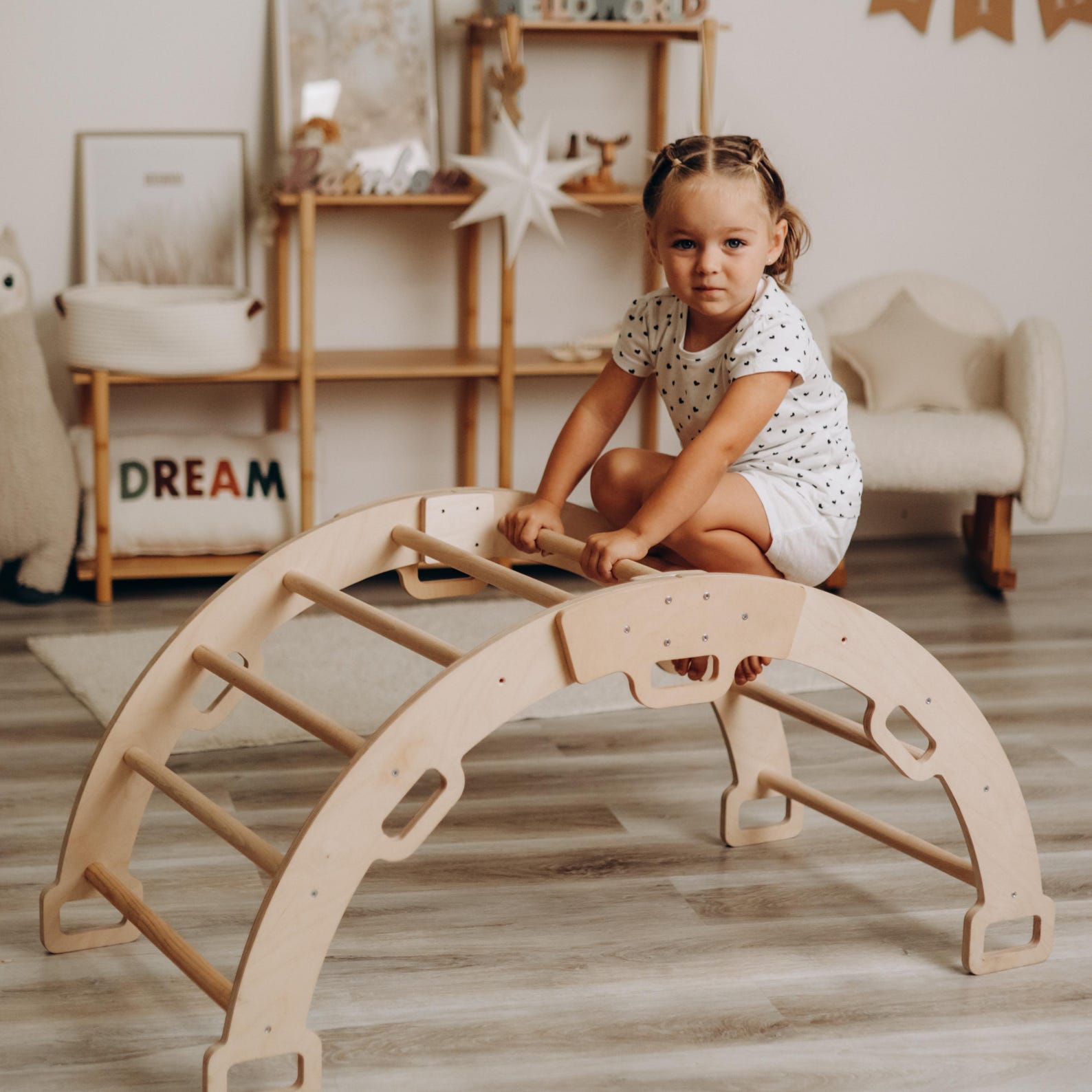 Large Wooden Climbing Arch, Baby Gym Montessori, Montessori Climber ...