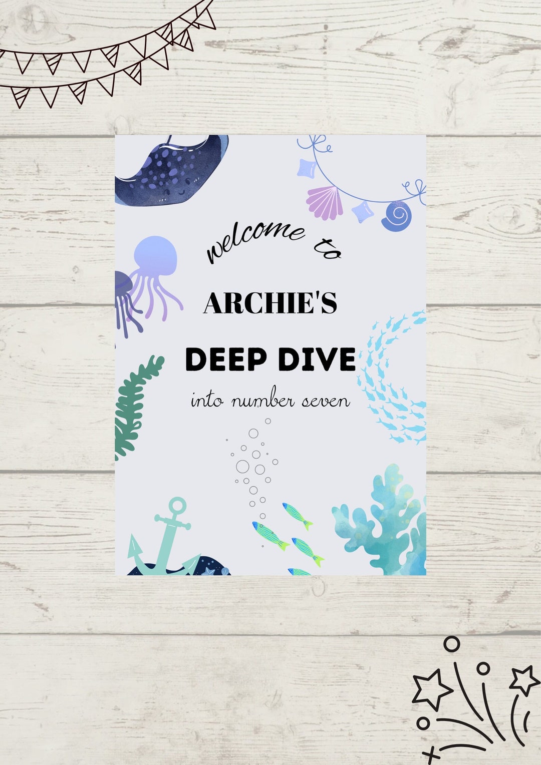 Editable Under the Sea Welcome Sign, Under the Sea Birthday Party, Sea ...