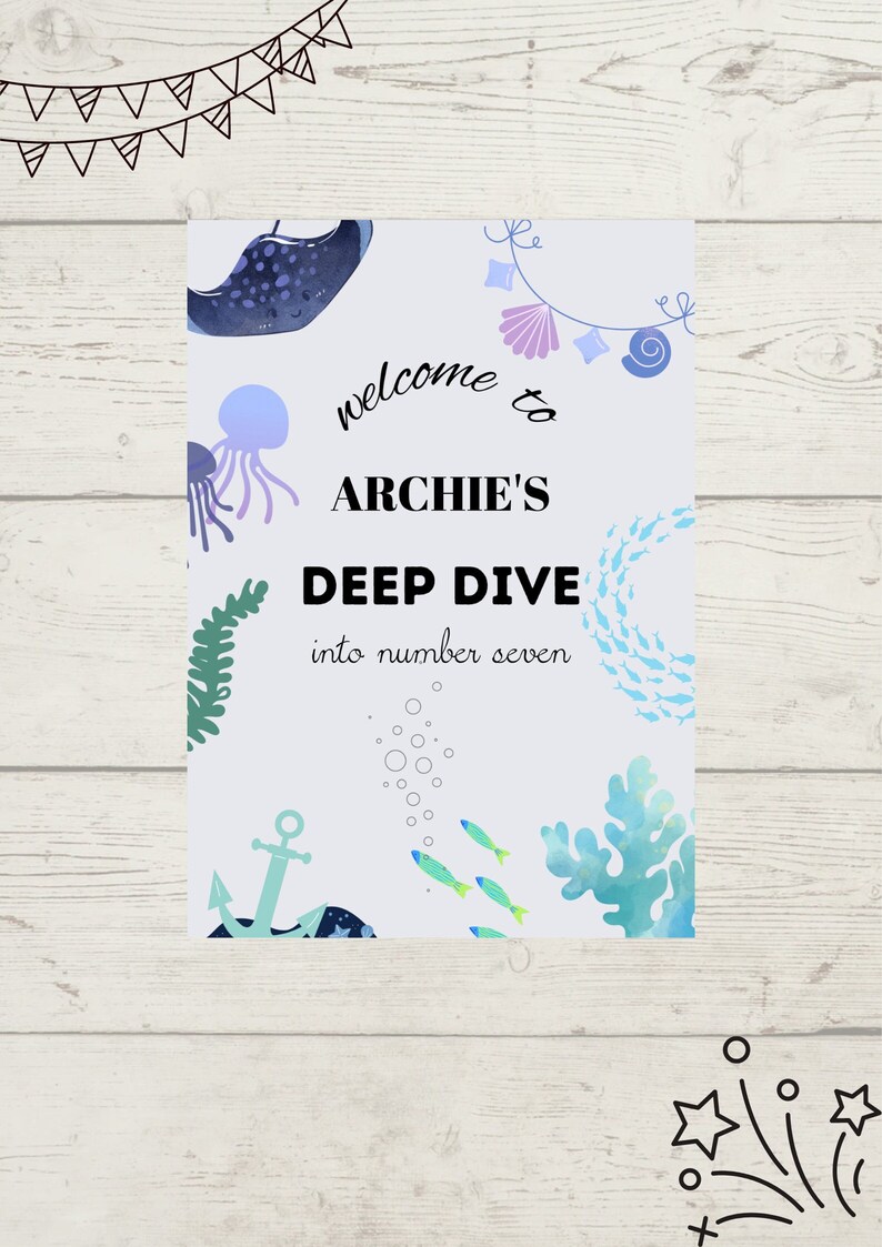 Editable Under the Sea Welcome Sign, Under the Sea Birthday Party, Sea ...