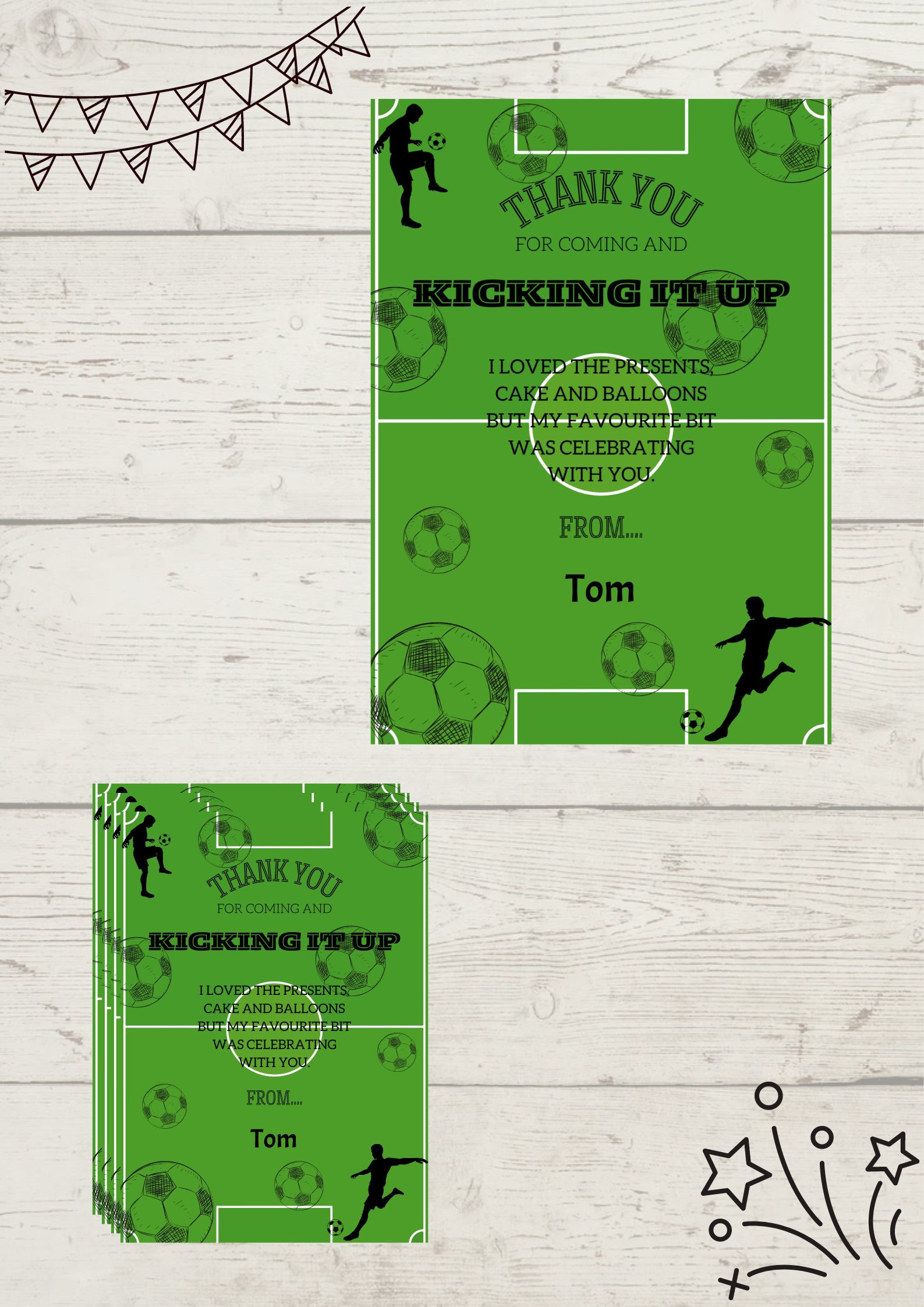 Editable Football Thank You Card, Kids Thank You Card, Kids Party ...