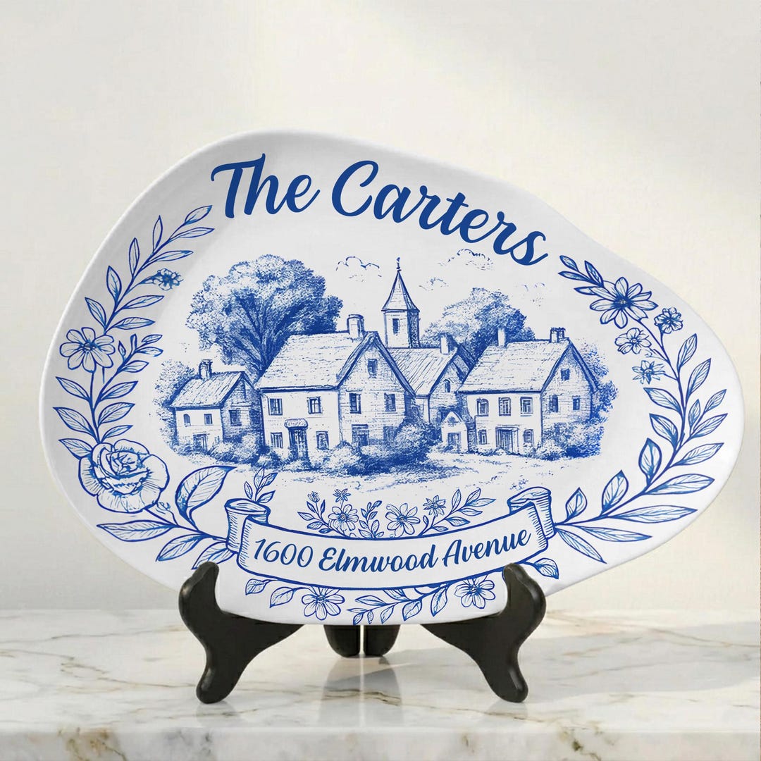 Personalized House Portrait Plate, Custom Home Illustration Platter ...