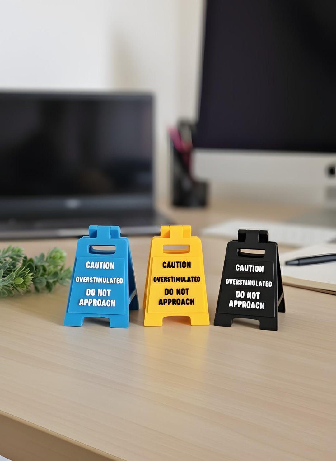 Caution Overstimulated Do Not Approach Desk Sign: 3D Printed Introvert ...
