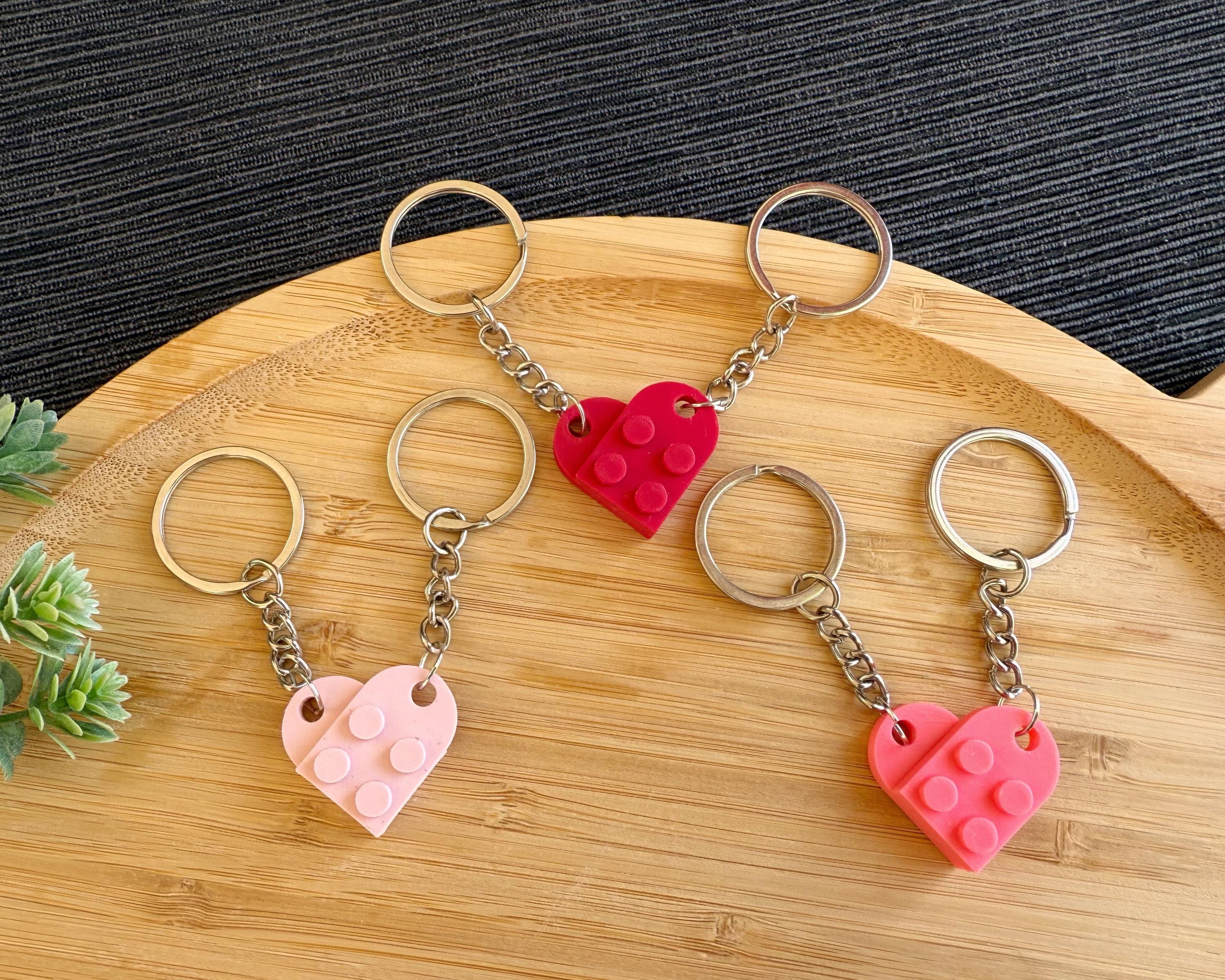 LEGO Heart Keychain Set – 3D Printed Couple Gift, Valentine’s Day Best ...