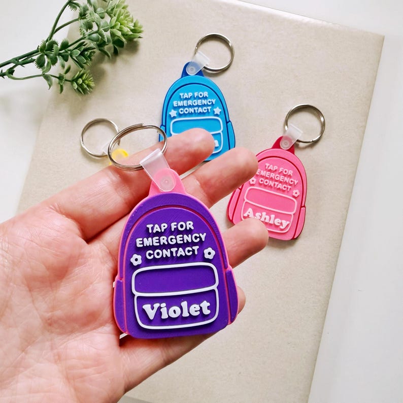 Custom NFC Emergency Contact Keychain, Personalized Kids Medical ID Tag ...