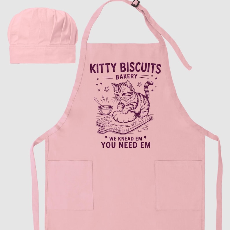 Funny Cat Graphic Apron: Kitty Biscuits Bakery Aprons , Cat Lover Gift ...