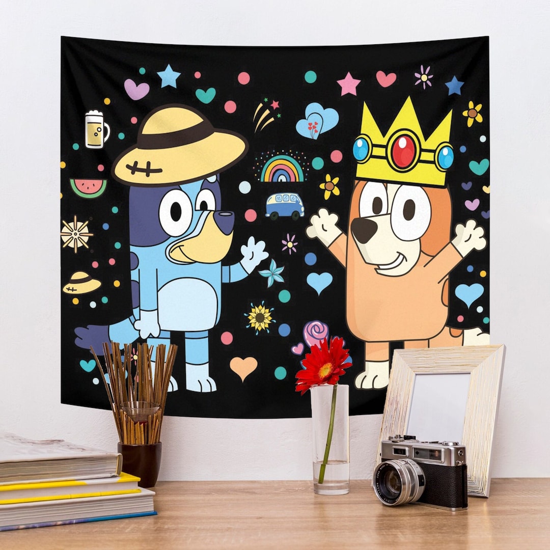 Bluey and Bingo Classroom Tapestry, Bluey Tapestry, Gift Tapestry ...