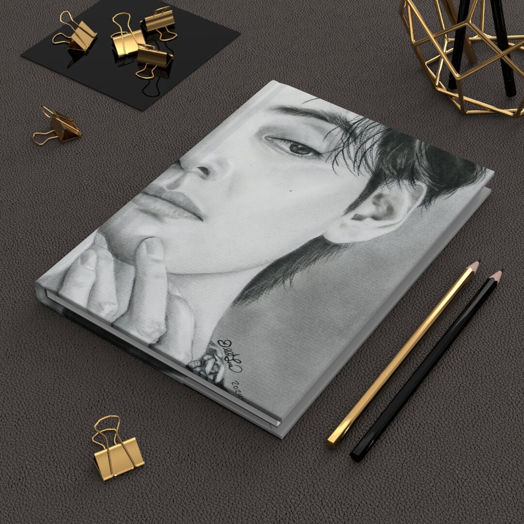 Hardcover Journal Matte BTS V Kim Taehyung Print Notebook Hand Drawn ...
