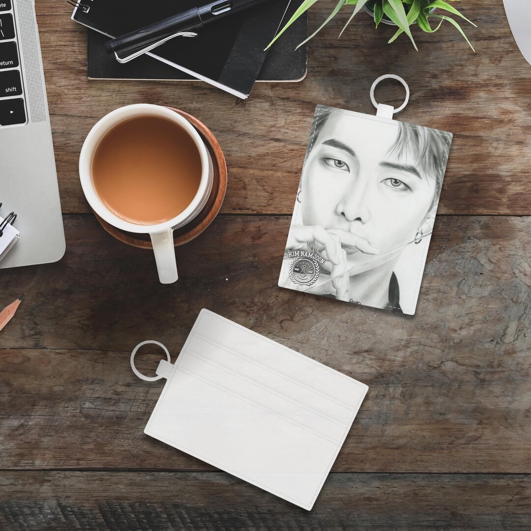 Card Holder Wallet, BTS RM Kim Namjoon Fan Art Print, Finger Heart ...