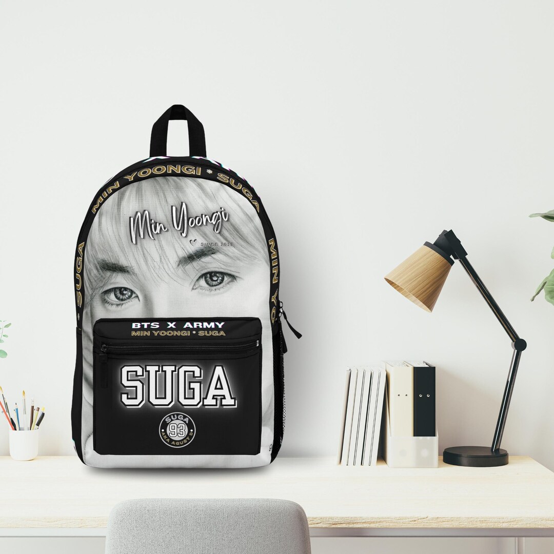 BTS Suga Black Backpack, Kpop Fan Gift, Knapsack for Army, Min Yoongi ...