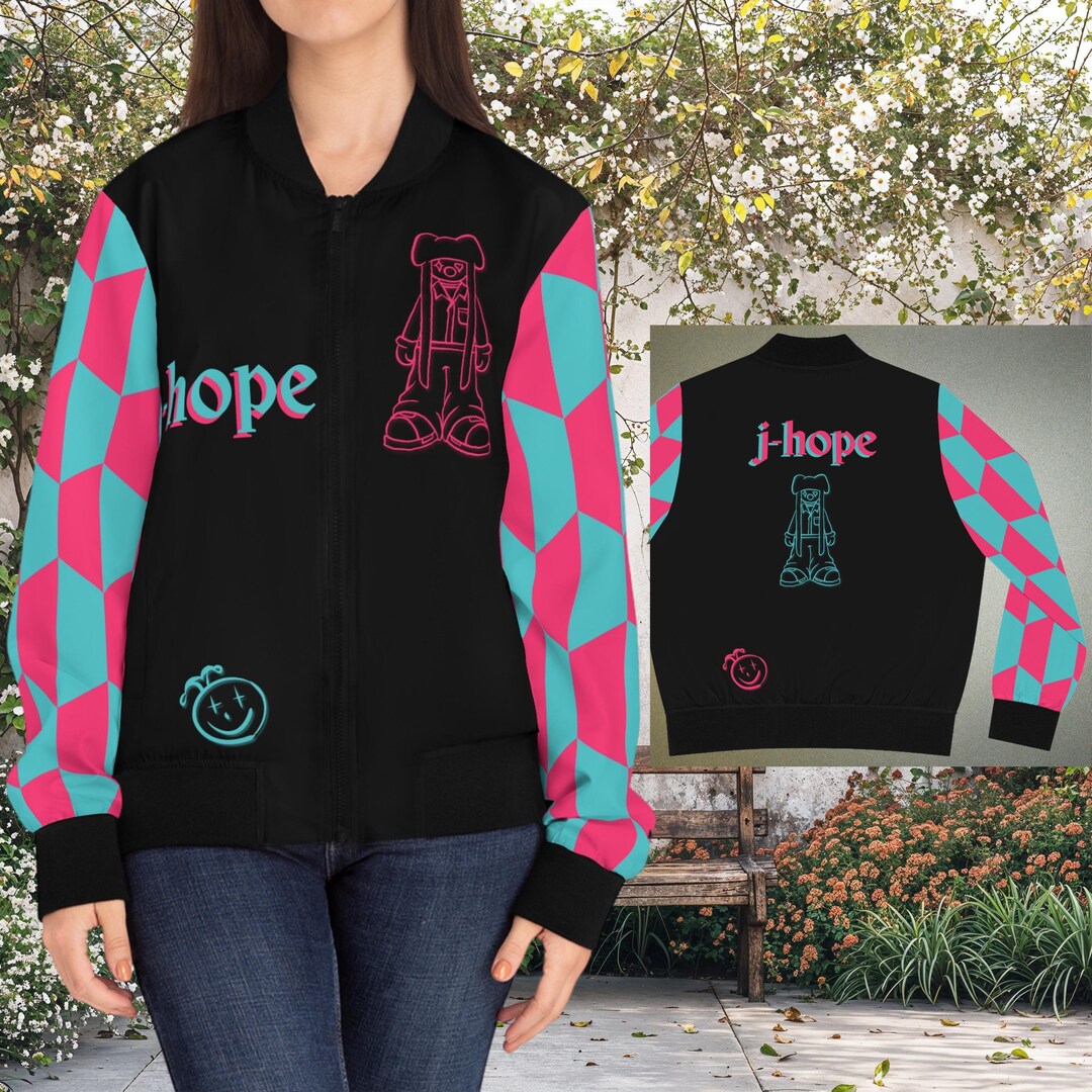Black K-pop Bomber Jacket, BTS J-hope JITB Jack in the Box Design ...