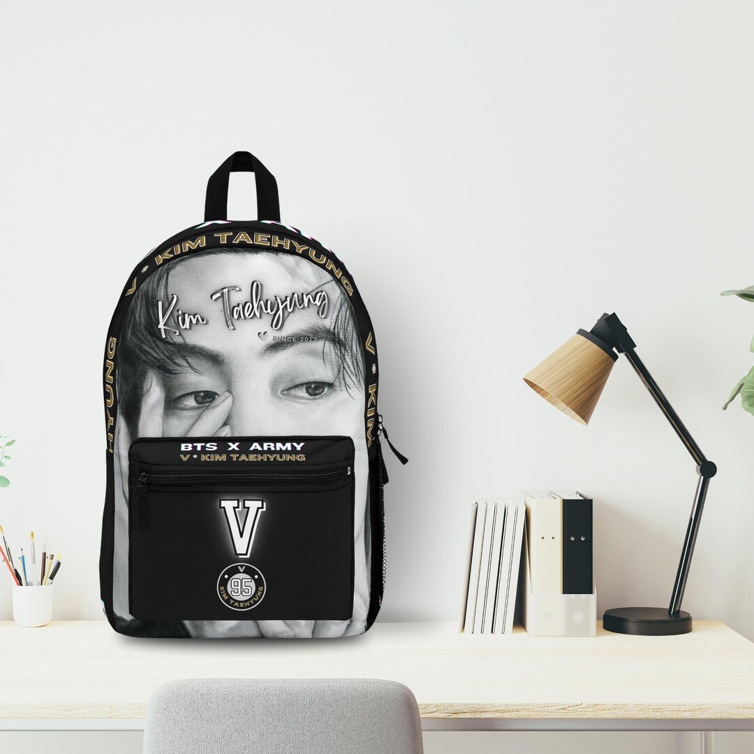 BTS V Black Backpack, Kpop Fan Gift, Knapsack for Army, Kim Taehyung ...