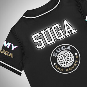 Black K-pop Baseball Jersey, BTS SUGA Agust D 93, Women's Shirt for ...
