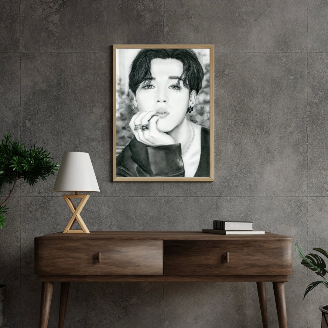 BTS JIMIN Park Jimin Print of Hand Drawn Charcoal Portrait on Satin or ...