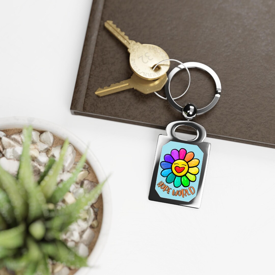 BTS J-hope Hope World Rainbow Flower Rectangle Keyring, Jhope Keychain ...