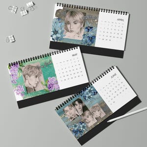 Desktop Calendar (2025 Grid) BTS is Seven Watercolor Floral Frame, Kpop ...