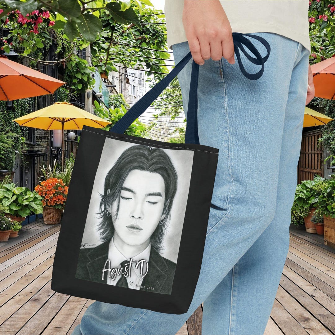 BTS SUGA Aka Agust D Print Tote Bag, K-pop Idol Merchandise, Canvas ...