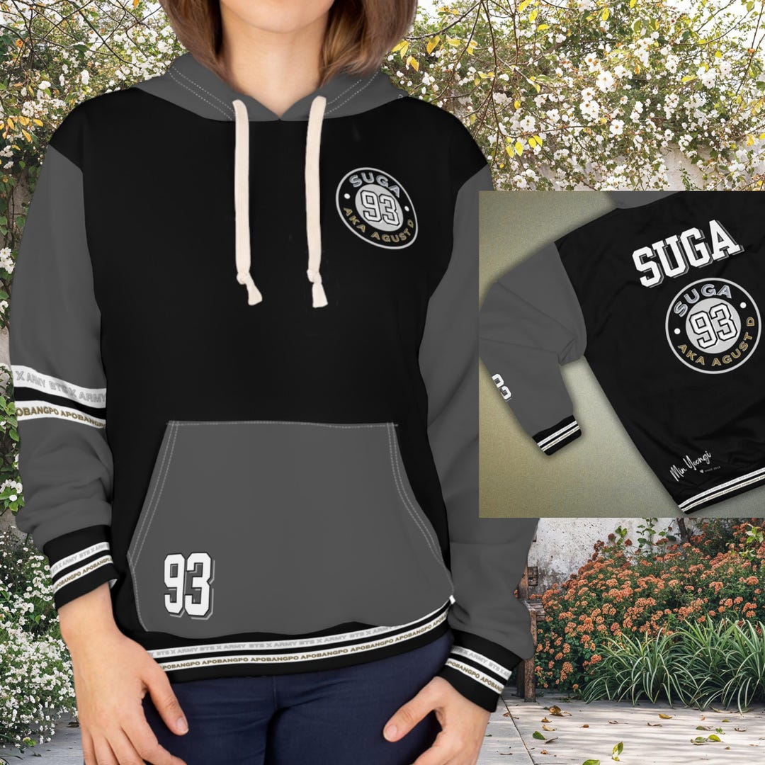 BTS SUGA Agust D 93 Unisex Pullover Black Hoodie, Korean Fashion ...