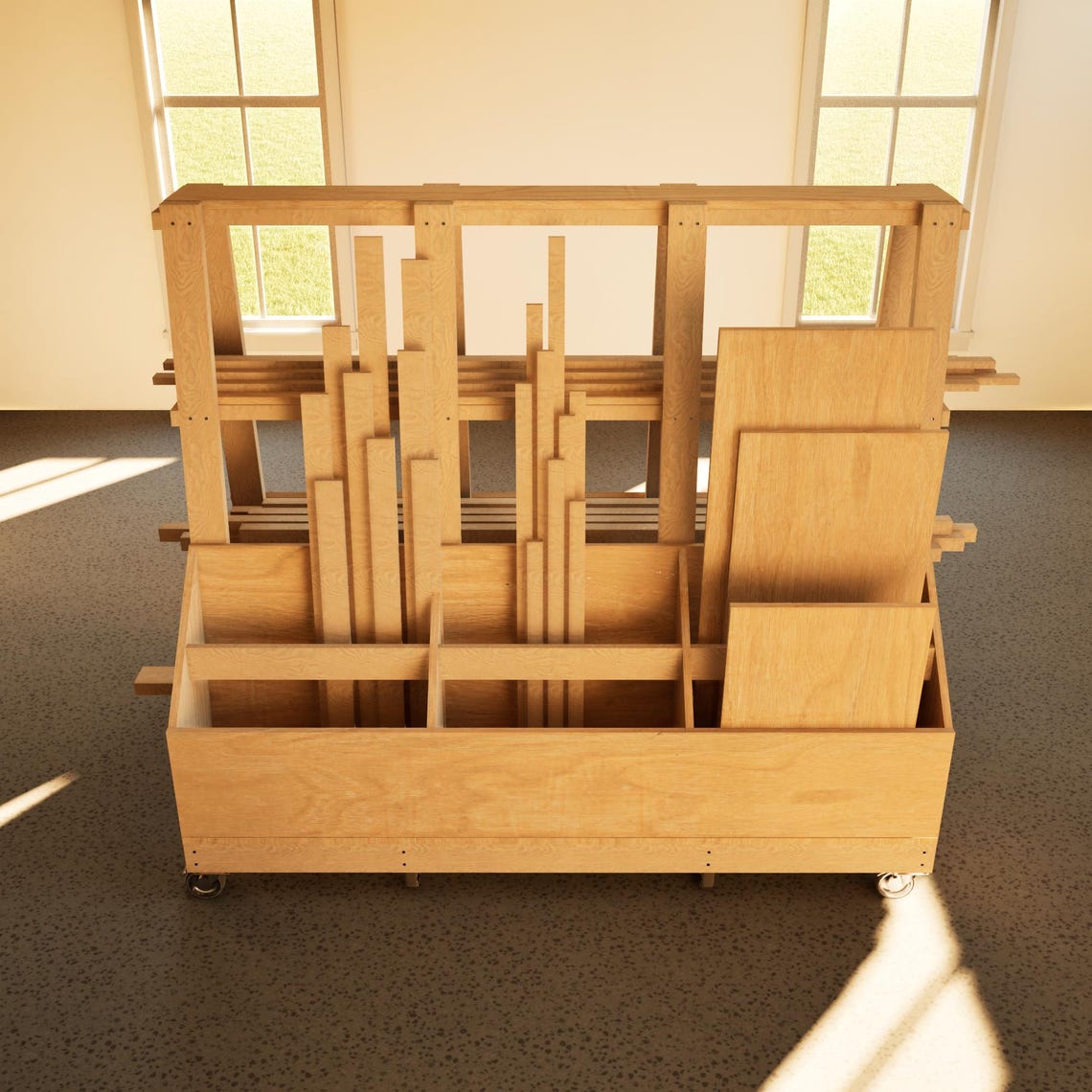 4x6 Ft DIY Mobile Wood Storage Cart Plans – Organize Scrap Lumber and ...