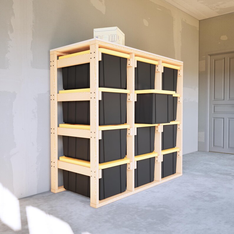 DIY 27 Gallon Bin Storage Rack Plan 3x4 Tote Shelf PDF Instant Easy ...